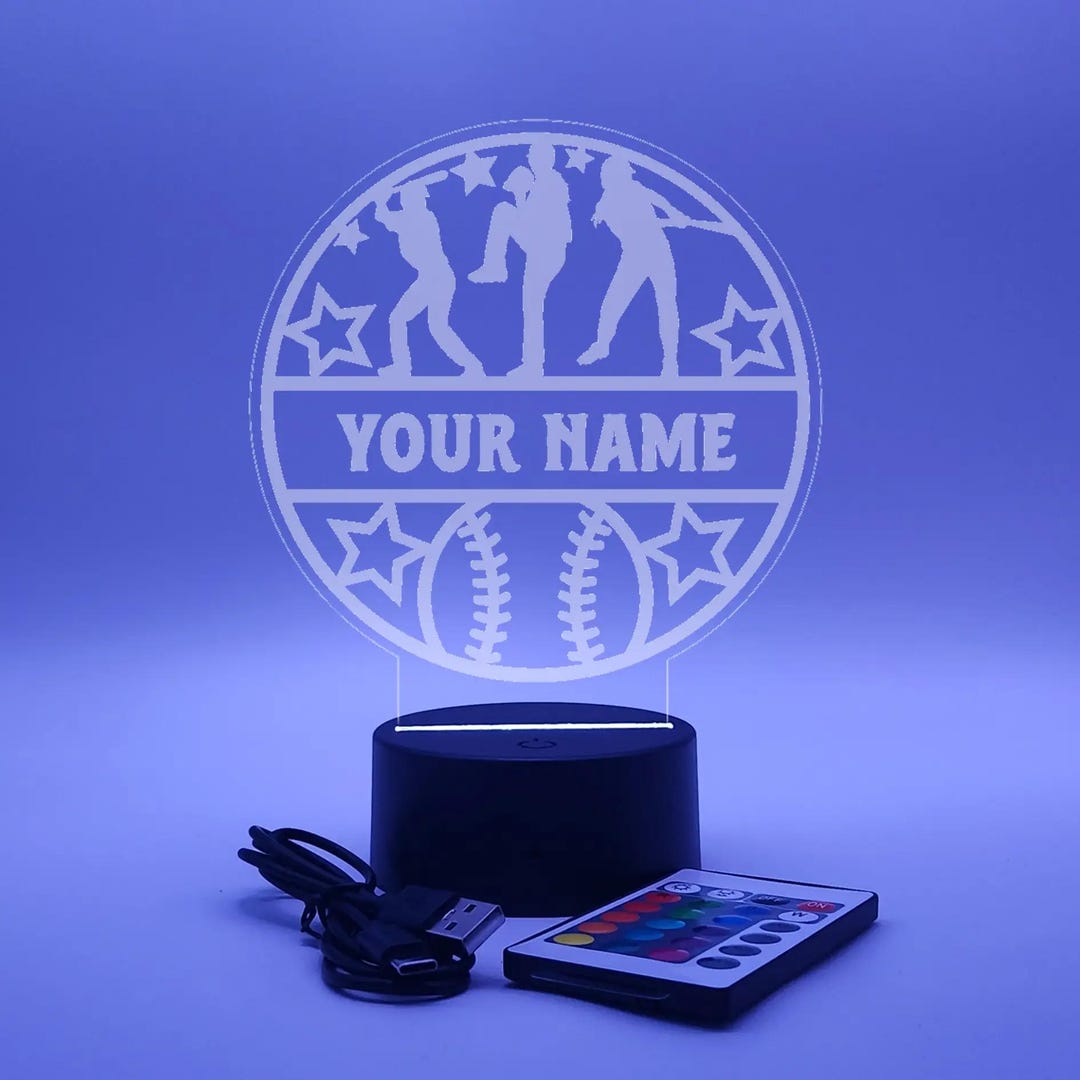 Baseball Themed Custom Light up Name Sign | LED Lamp | Desk Lamp ...