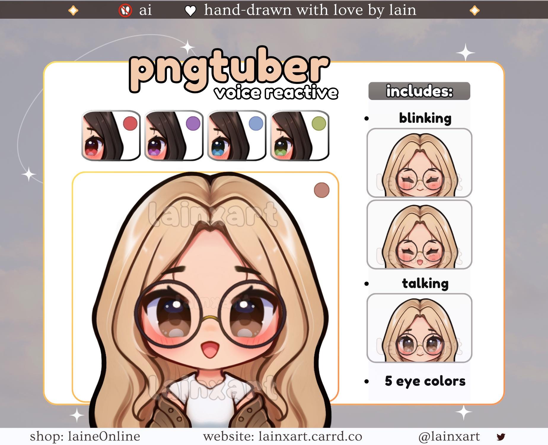 Cute Pngtuber Model BLONDE HAIR Chibi (LIGHT Skin Tone) Kawaii Anime ...