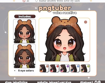 Cute Pngtuber Glasses Model BLACK HAIR Chibi (3 Skin Tone) Kawaii Anime ...