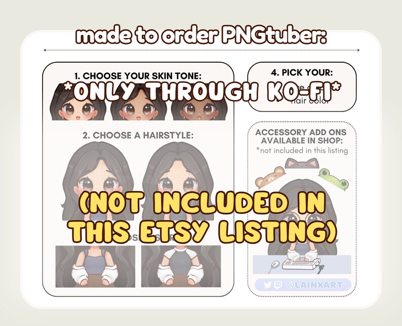 Pngtuber Cute Chibi Girl Black Hair Brown Eyes 3 Skin Color Premade ...
