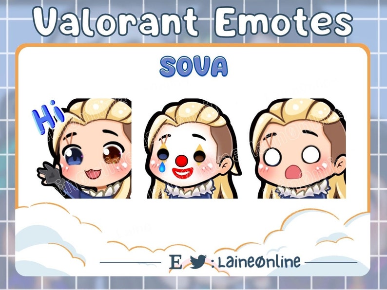 Cute Sova Emotes Valorant Set Twitch Discord - Etsy