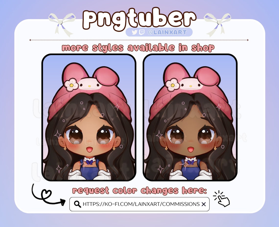 Kawaii Chibi Pngtuber Model: Black Hair Chibi Anime Girl Premade Voice ...