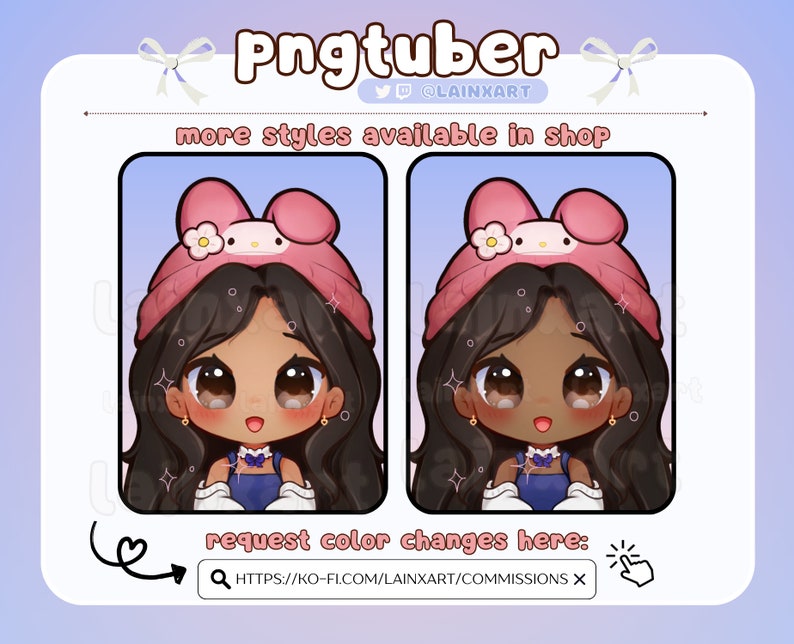 Kuro Pngtuber Cute Kawaii Chibi Girl | Black Hair Brown Eyes 3 Skin ...