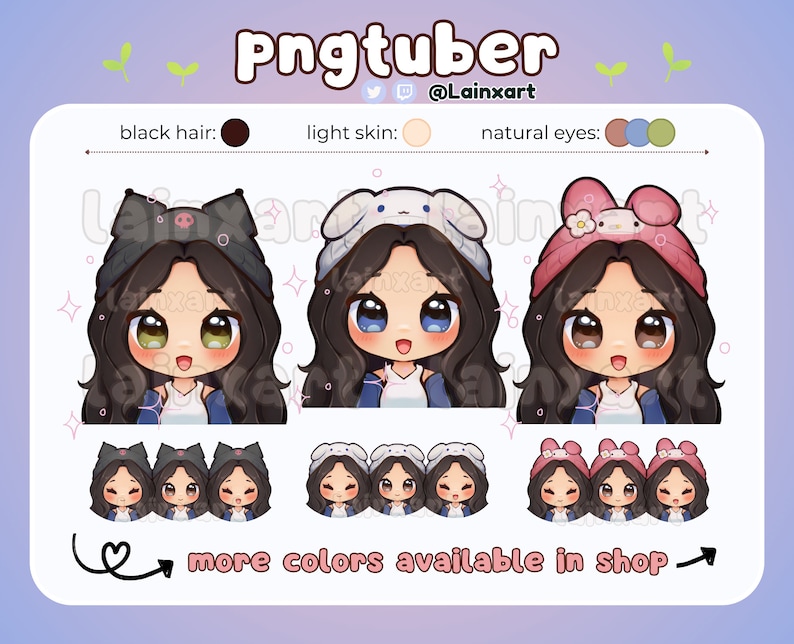 Chibi Girl Pngtuber Model: Kawaii Kitty, Melody, Bunny (digital ...