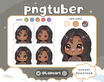 Black Hair Medium/dark Skin Chibi Anime Pngtuber - Etsy
