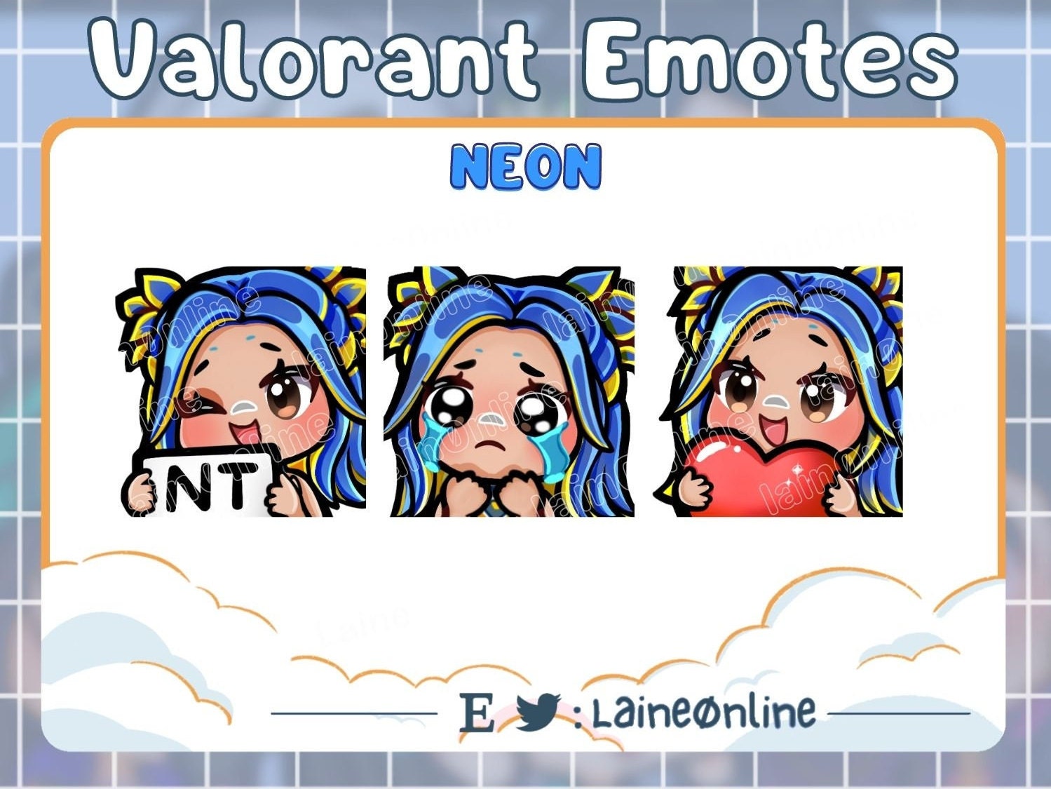 Cute Neon Emotes Valorant Set Twitch Discord - Etsy