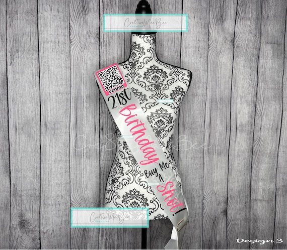 Bday Sash QR Code Birthday Sash Finally 21 21 Buy Me A - Etsy