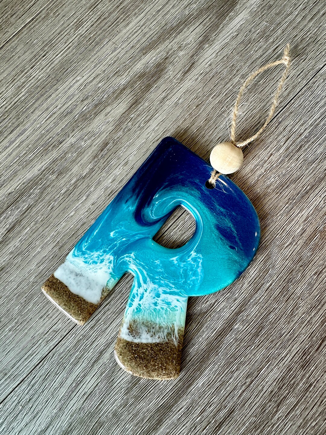 Letter Shaped Resin Art Ornament - Made With Natural FL Sand - Etsy
