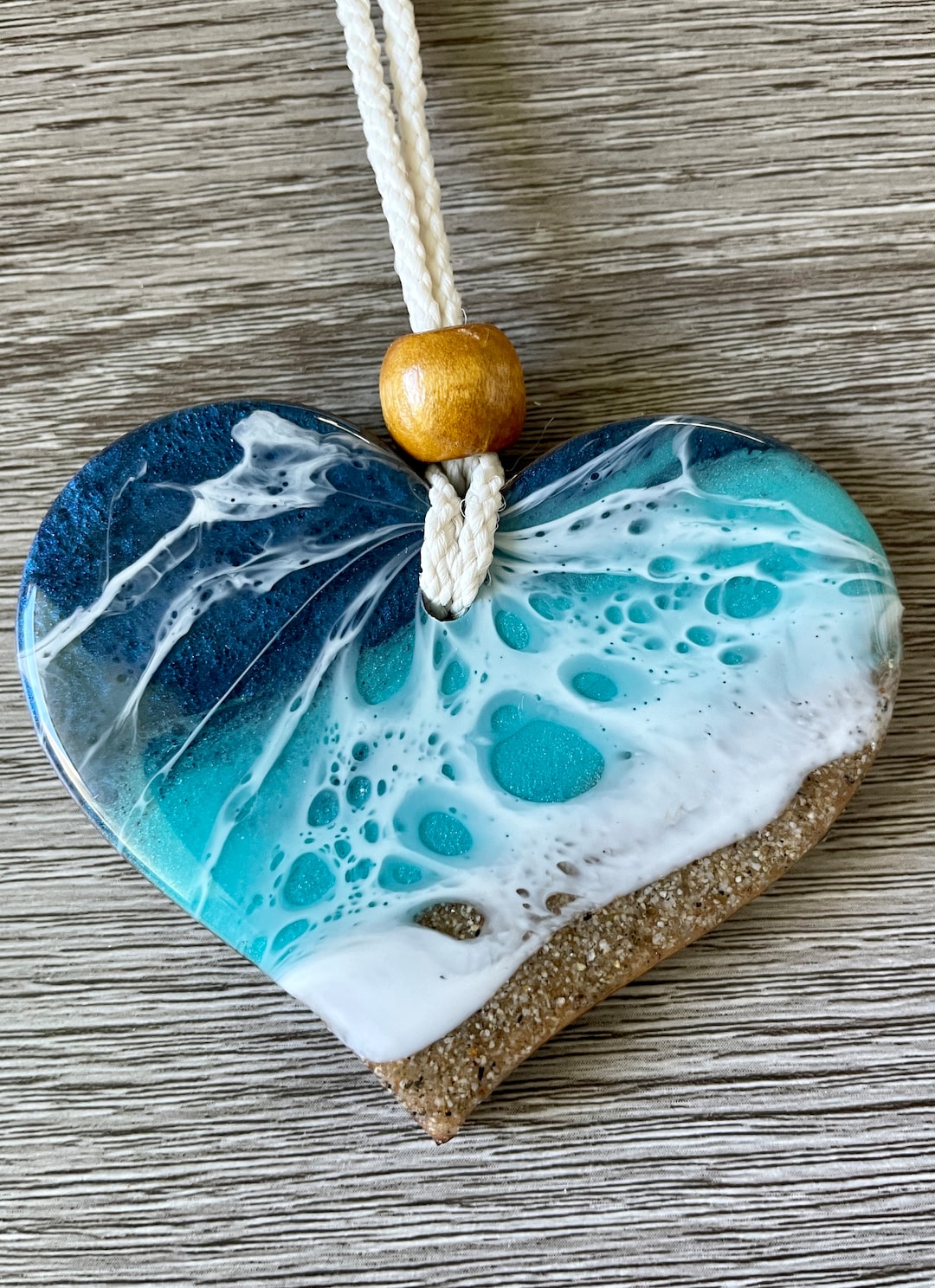 Heart Resin Art Ornament Made With Natural FL Sand - Etsy