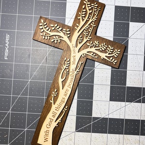 Laser Engraved Cross - Organic Wood Cross With Verse - Laser Cut Wood ...