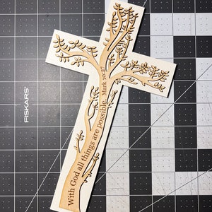 Laser Engraved Cross Organic Wood Cross With Verse Laser Cut Wood Cross ...
