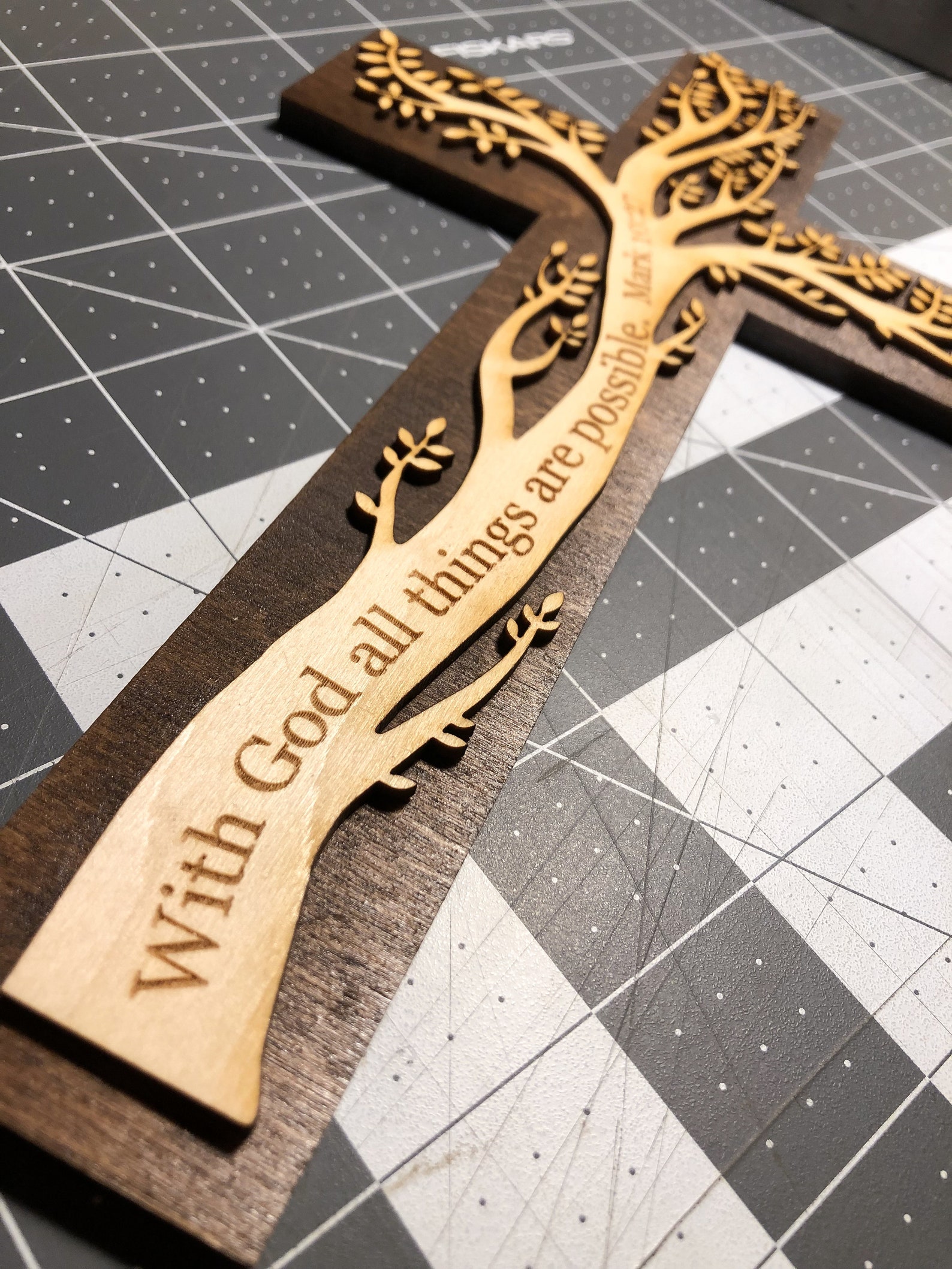 Laser Engraved Cross Organic Wood Cross With Verse Laser - Etsy