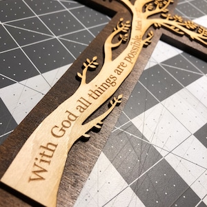 Laser Engraved Cross - Organic Wood Cross With Verse - Laser Cut Wood ...