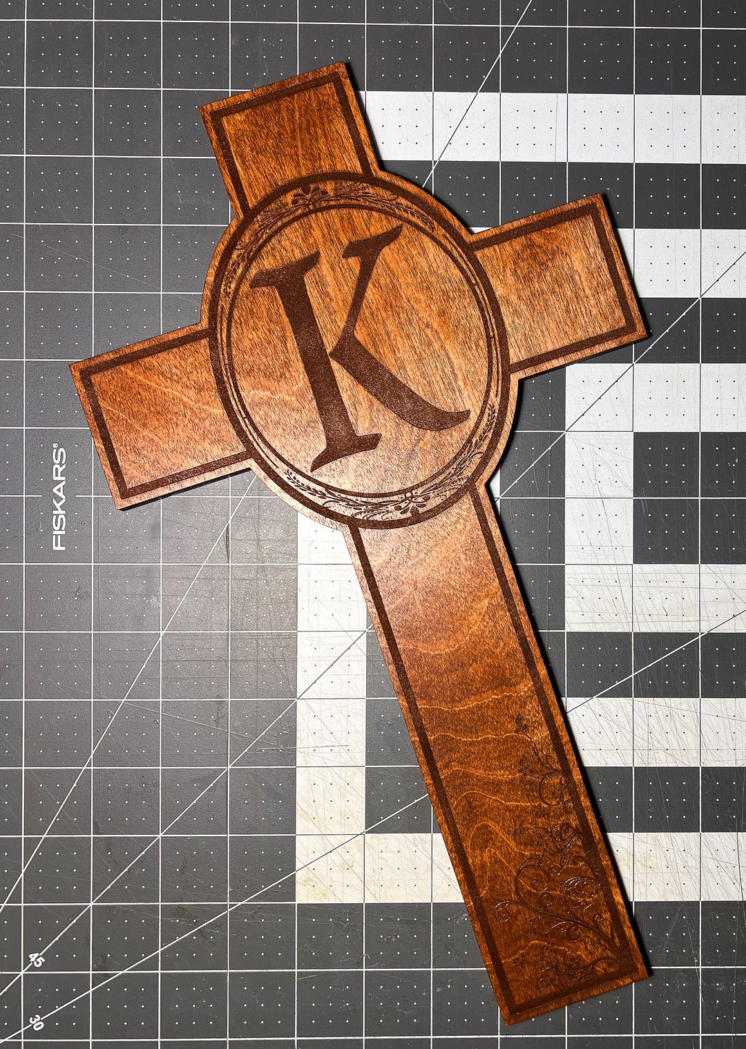 Personalized Wood Cross With Initial - Laser Engraved Custom Wood Cross ...