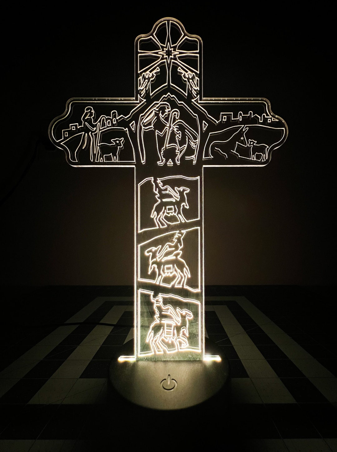 Laser Cut Nativity Cross LED Nativity Cross Light up Acrylic Nativity ...