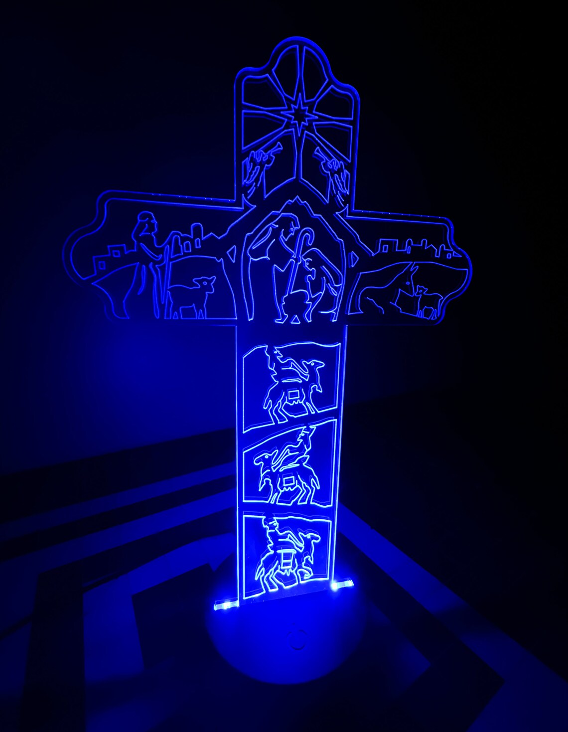 Laser Cut Nativity Cross LED Nativity Cross Light up - Etsy