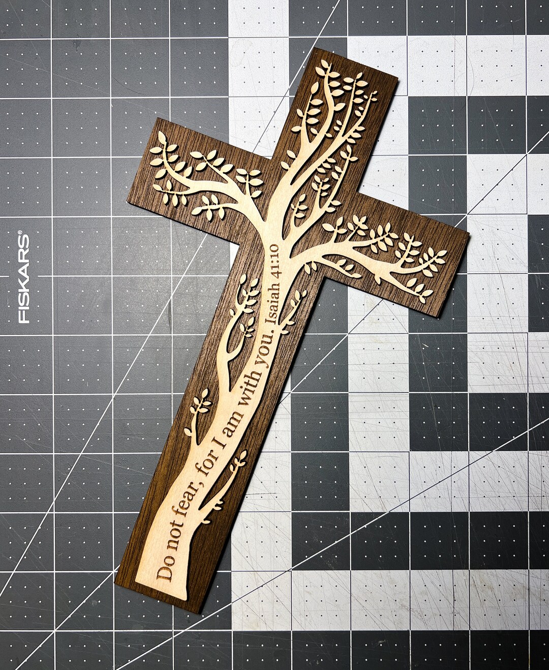 Laser Engraved Cross - Organic Wood Cross With Verse - Laser Cut Wood ...