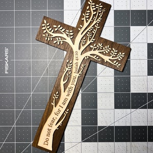 Laser Engraved Cross - Organic Wood Cross With Verse - Laser Cut Wood ...