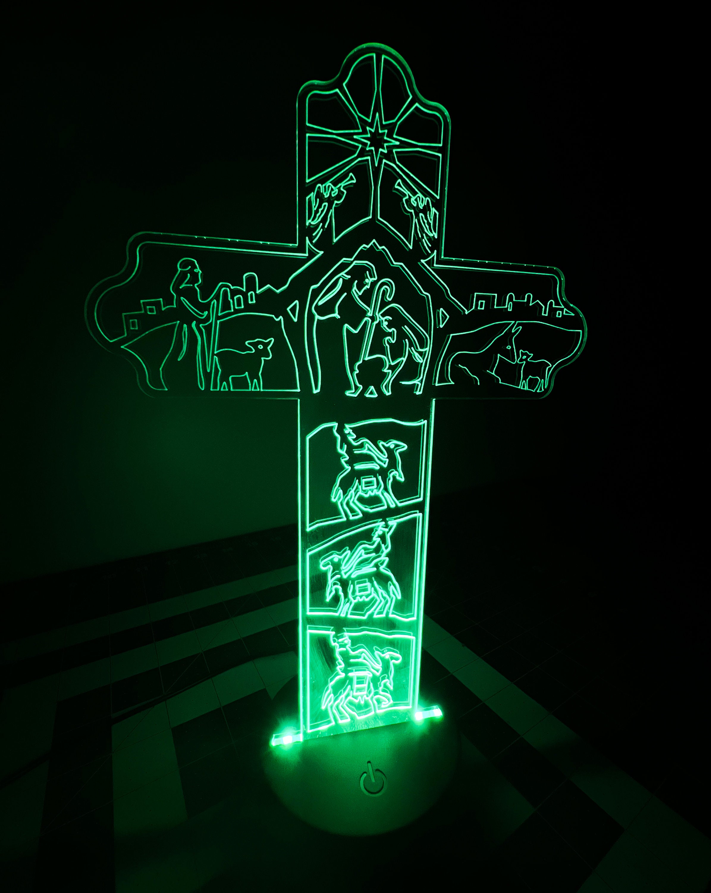 Laser Cut Nativity Cross LED Nativity Cross Light up Acrylic Nativity ...