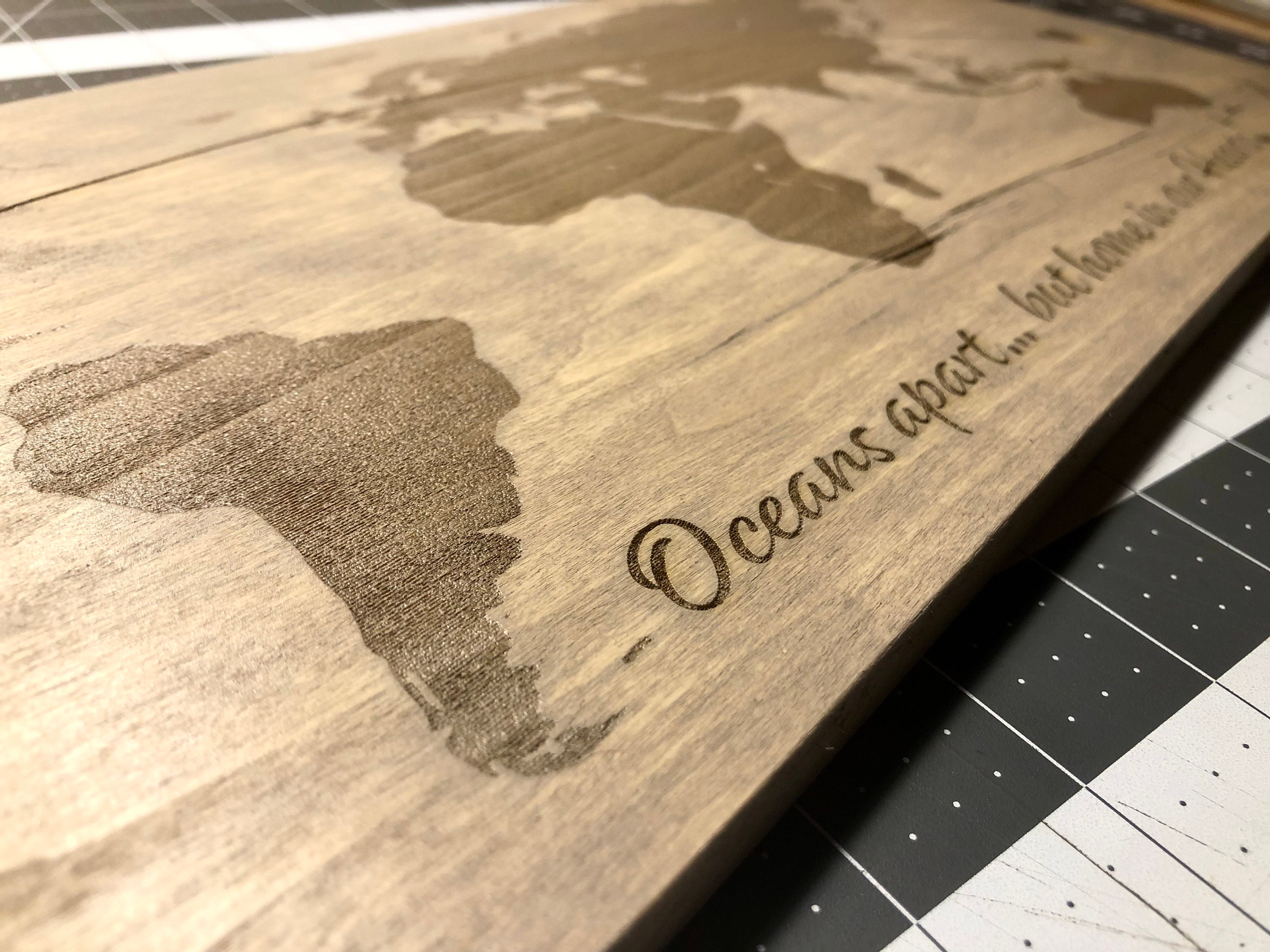 World Map Engraved Wood Decor - Etsy