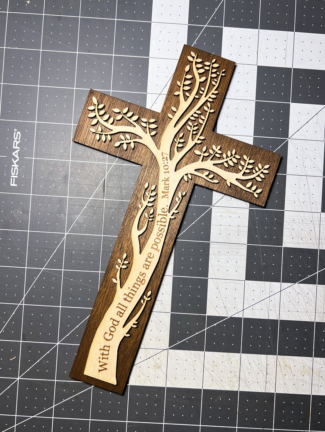 Laser Engraved Cross - Organic Wood Cross With Verse - Laser Cut Wood ...
