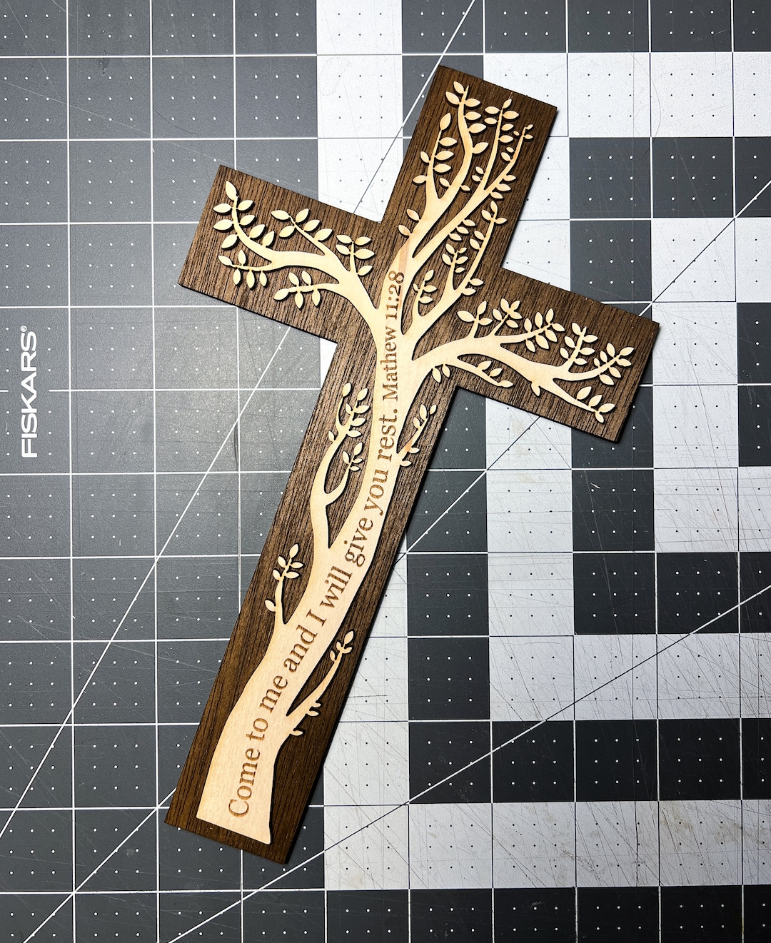 Laser Engraved Cross - Organic Wood Cross With Verse - Laser Cut Wood ...