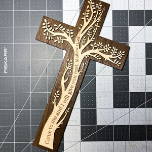 Laser Engraved Cross - Organic Wood Cross With Verse - Laser Cut Wood ...