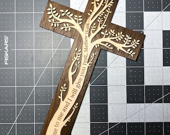 Laser Engraved Cross - Organic Wood Cross With Verse - Laser Cut Wood ...