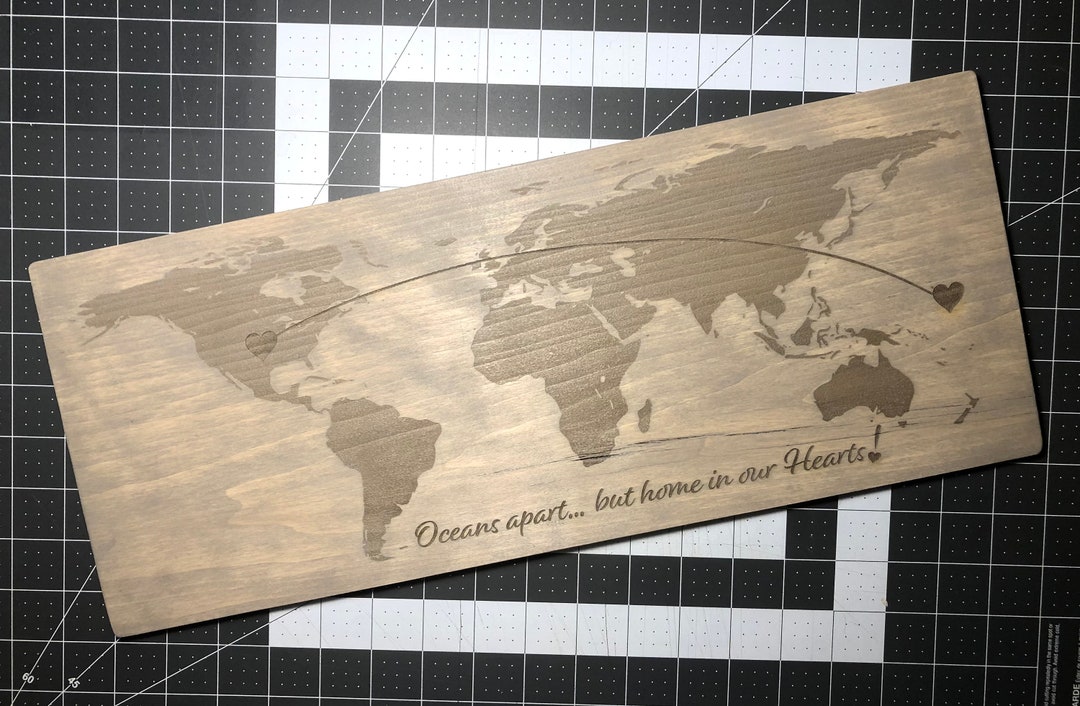 World Map - Engraved Wood Decor - Etsy