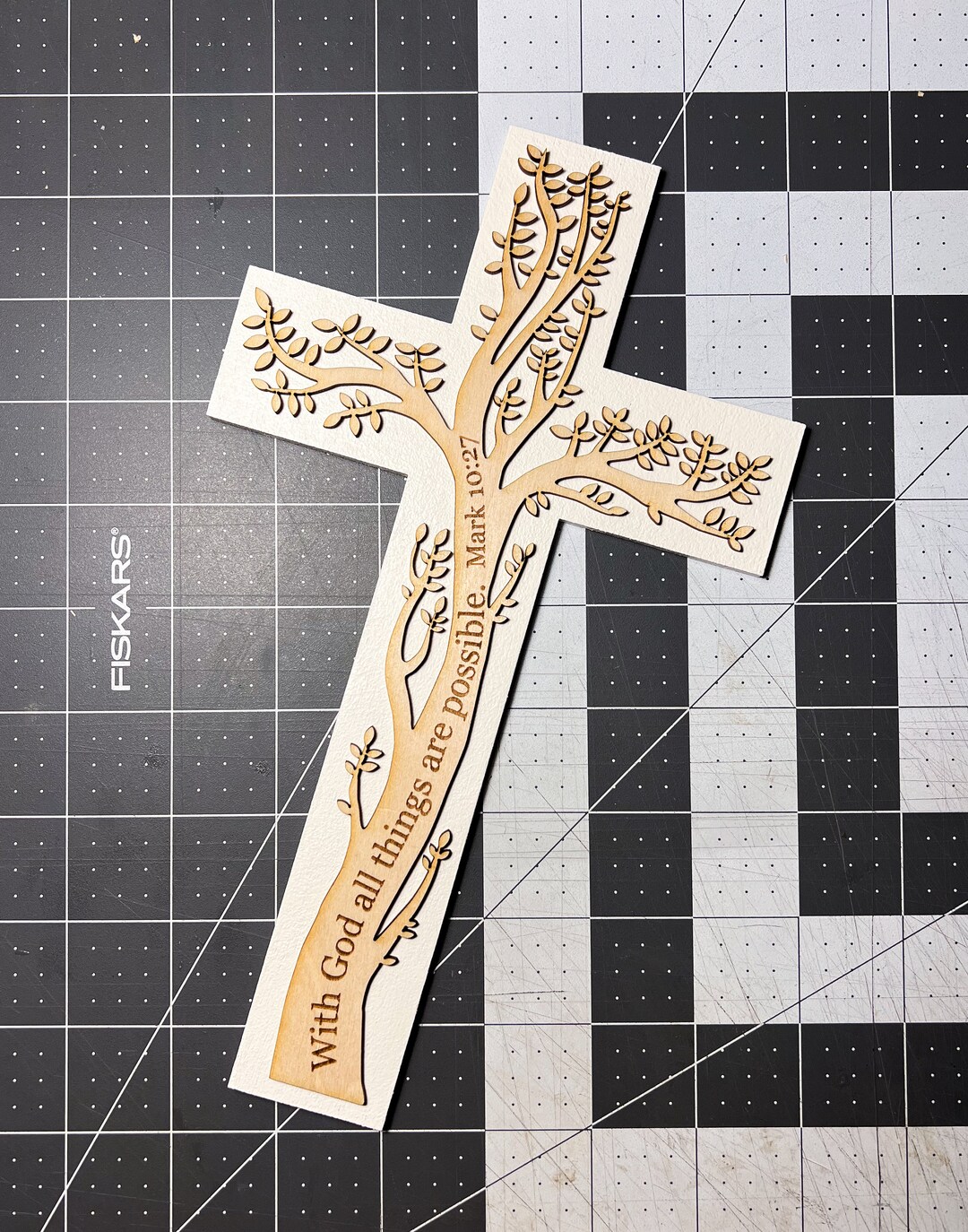 Laser Engraved Cross Organic Wood Cross With Verse Laser Cut Wood Cross ...