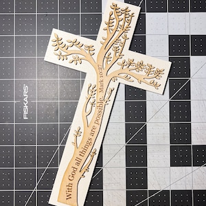Laser Engraved Cross - Organic Wood Cross With Verse - Laser Cut Wood ...