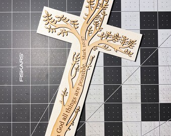 Laser Engraved Cross Organic Wood Cross With Verse Laser Cut Wood Cross ...