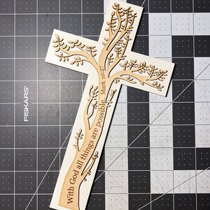 Laser Engraved Cross - Organic Wood Cross With Verse - Laser Cut Wood ...