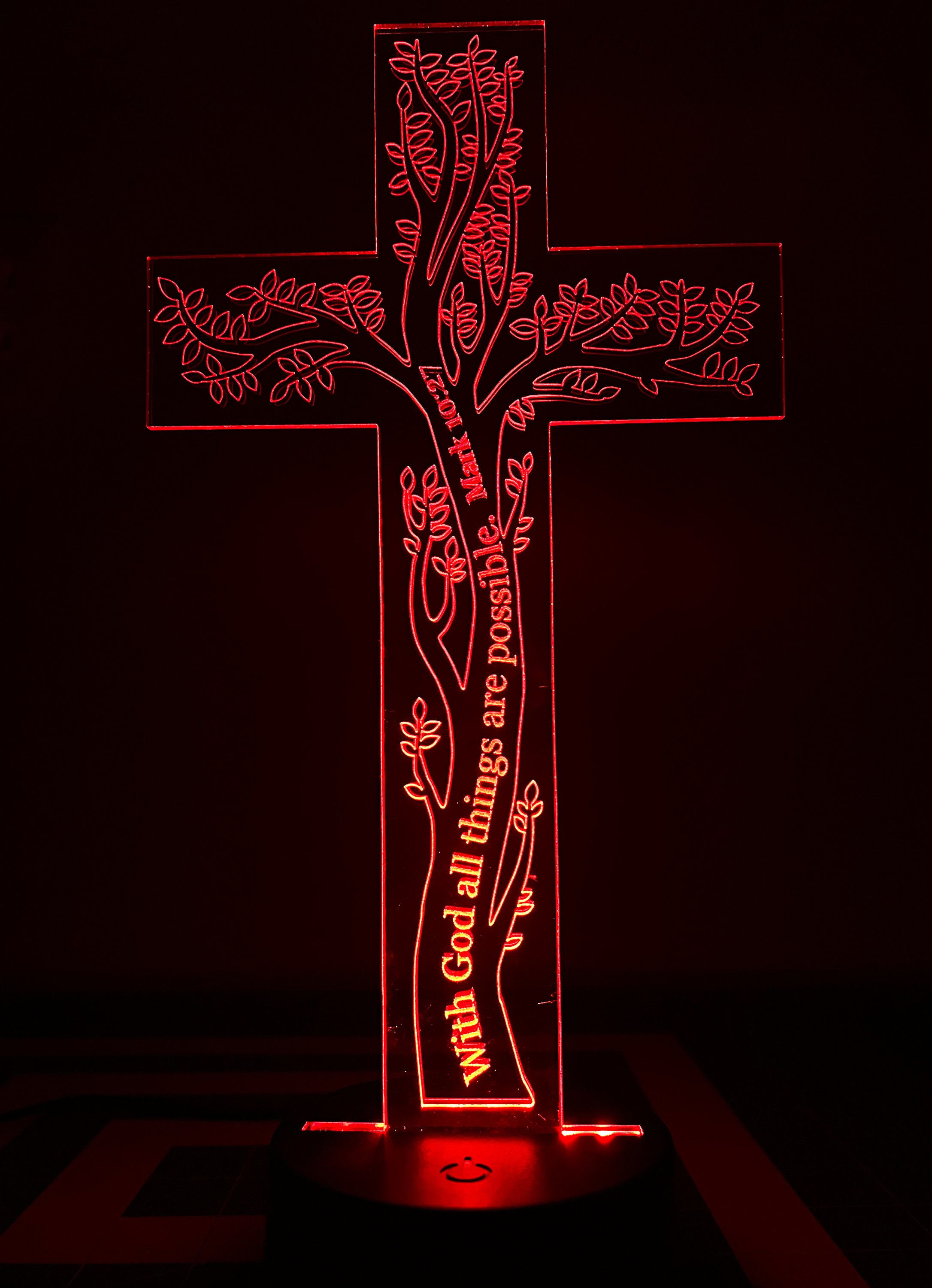 Laser Cut Acrylic Cross With LED Base LED Cross With Bible - Etsy