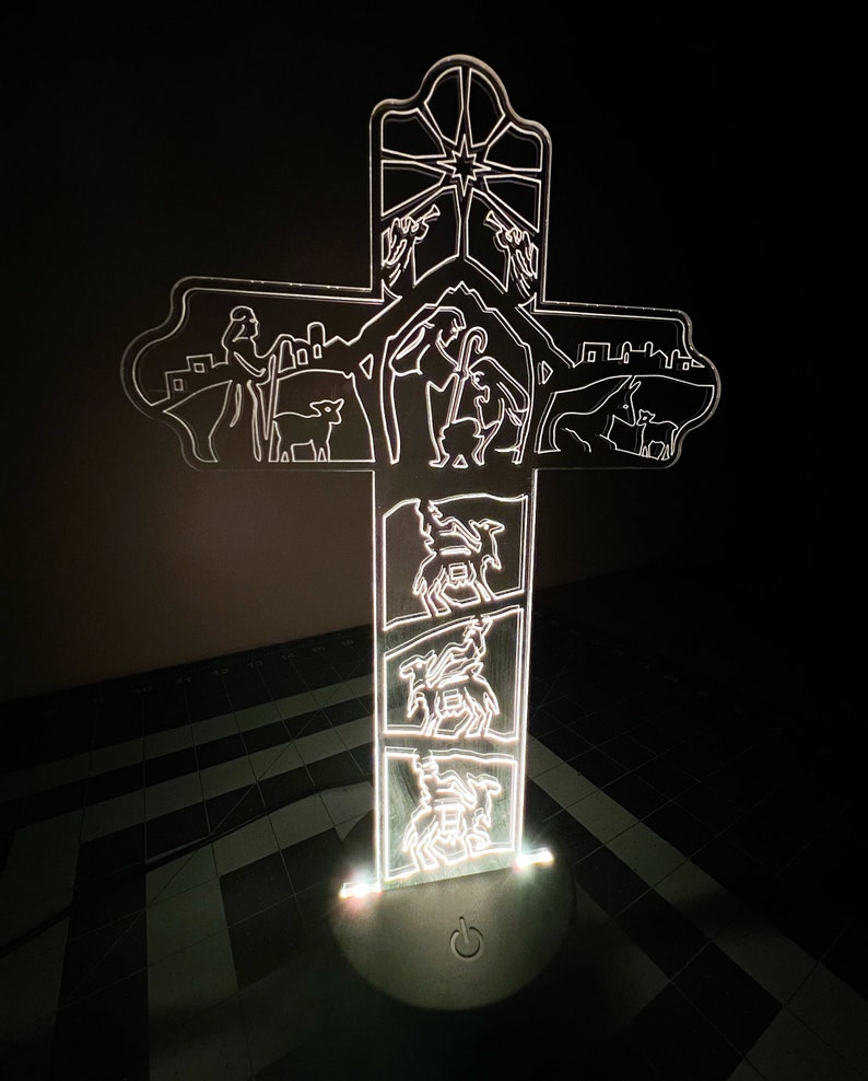 Laser Cut Nativity Cross LED Nativity Cross Light up - Etsy