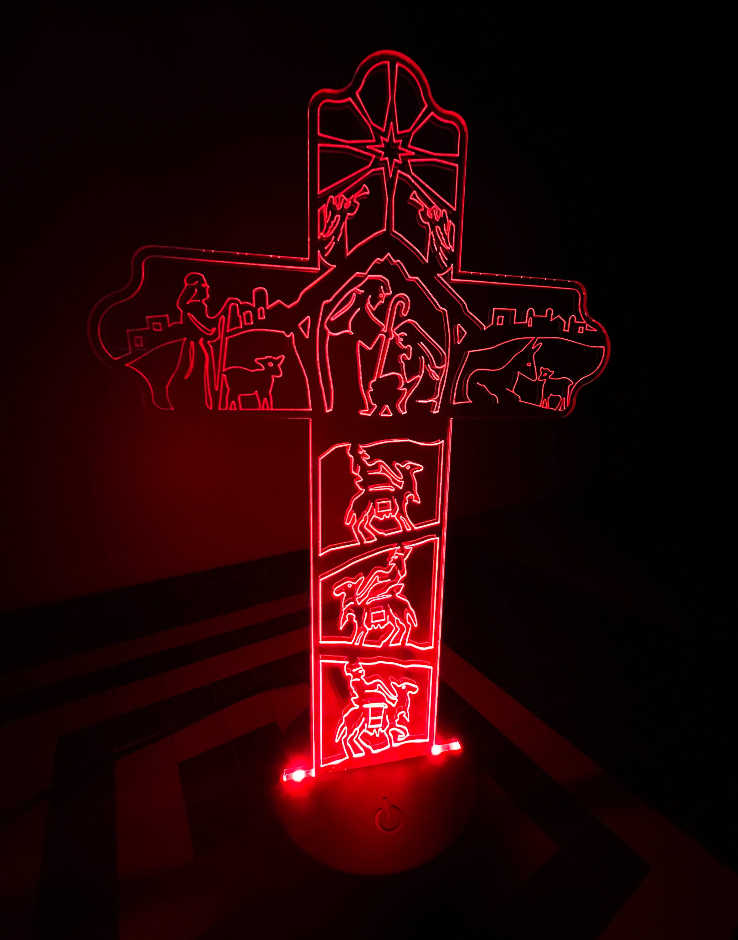 Laser Cut Nativity Cross LED Nativity Cross Light up Acrylic Nativity ...
