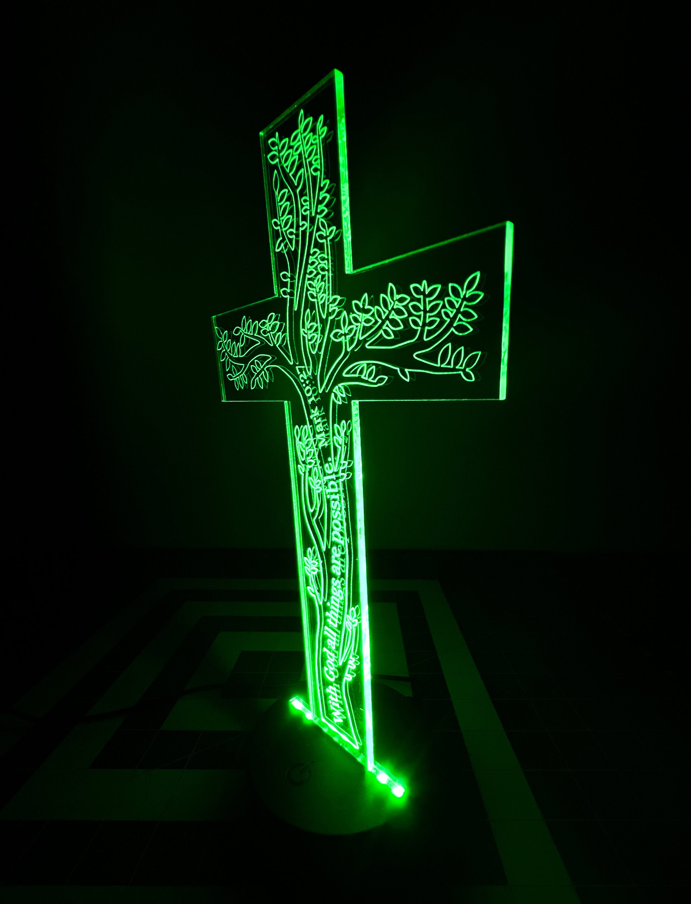Laser Cut Acrylic Cross With LED Base LED Cross With Bible - Etsy