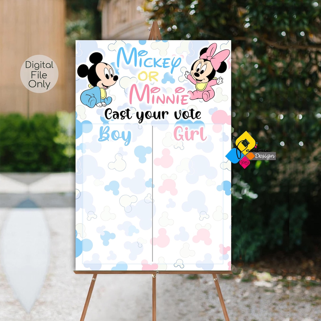 Printable MICKEY or MINNIE Mouse Gender Reveal VOTING Board. Custom ...