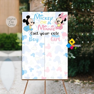 Printable MICKEY or MINNIE Mouse Gender Reveal VOTING Board. Custom ...
