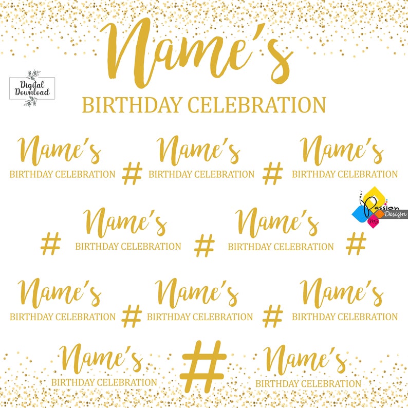 Printable Step and Repeat NAME Gold and White Backdrop. - Etsy