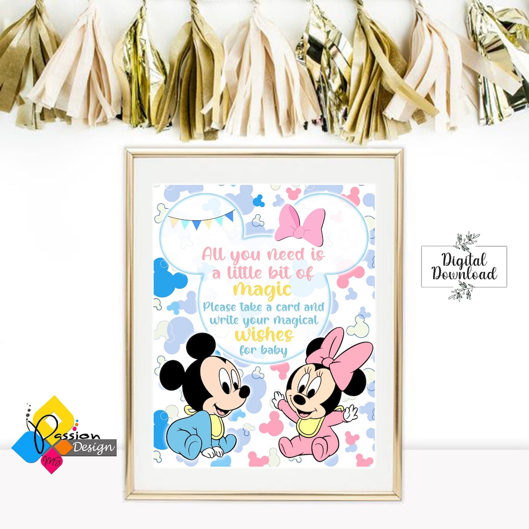 Printable Baby MICKEY and Minnie MOUSE Magical Wishes Kit. Baby Shower ...