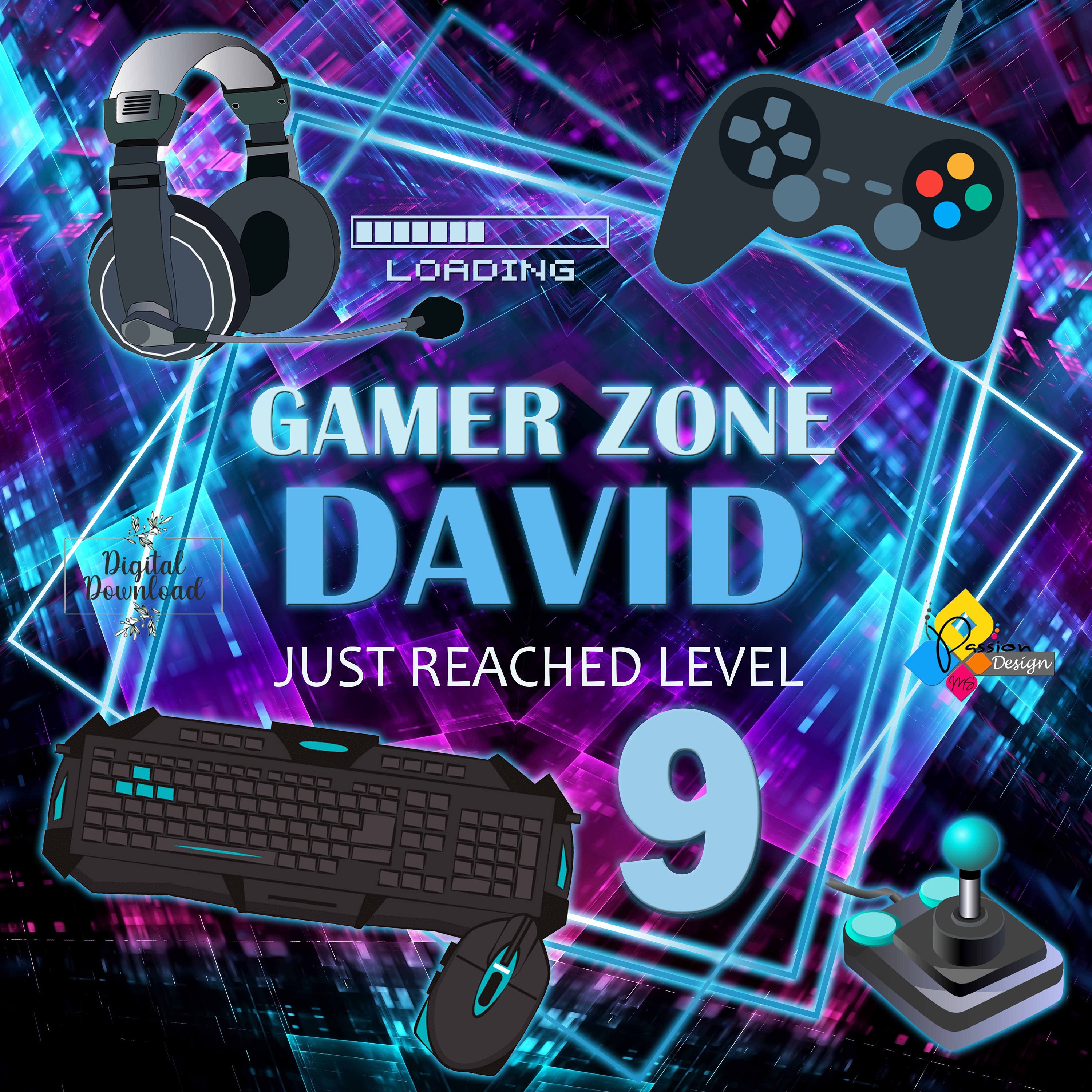 Printable GAMING Birthday Backdrop. Digital Video Game Party | Etsy