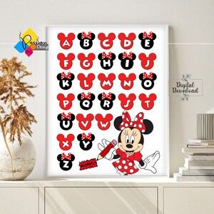 MINNIE Mouse Alphabet Poster. PRINTABLE Wall Art. Minnie Mouse ABC ...