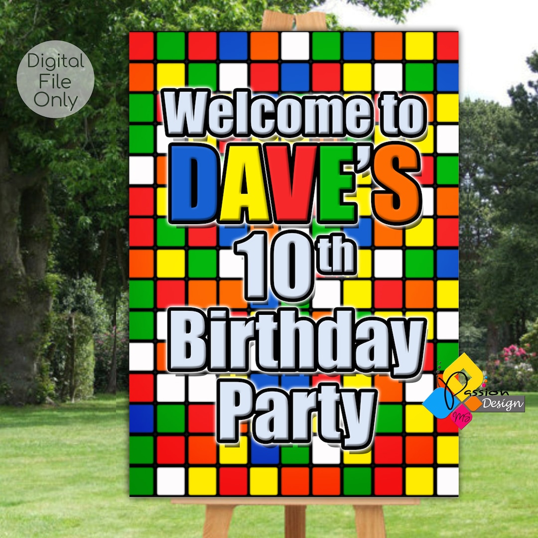 Printable RIBIK'S CUBE Welcome Board. Rubik's Cube Birthday Party ...