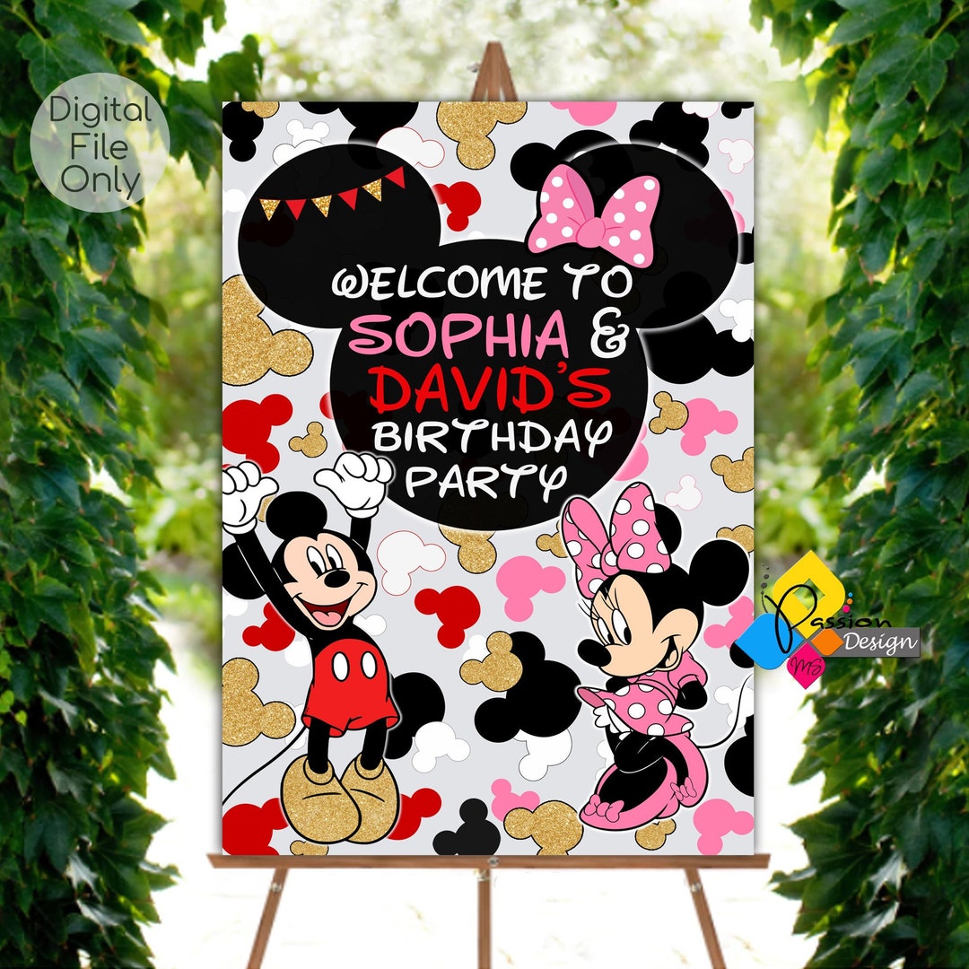 Printable MICKEY and MINNIE Mouse Birthday Welcome Board. CUSTOM Mickey ...
