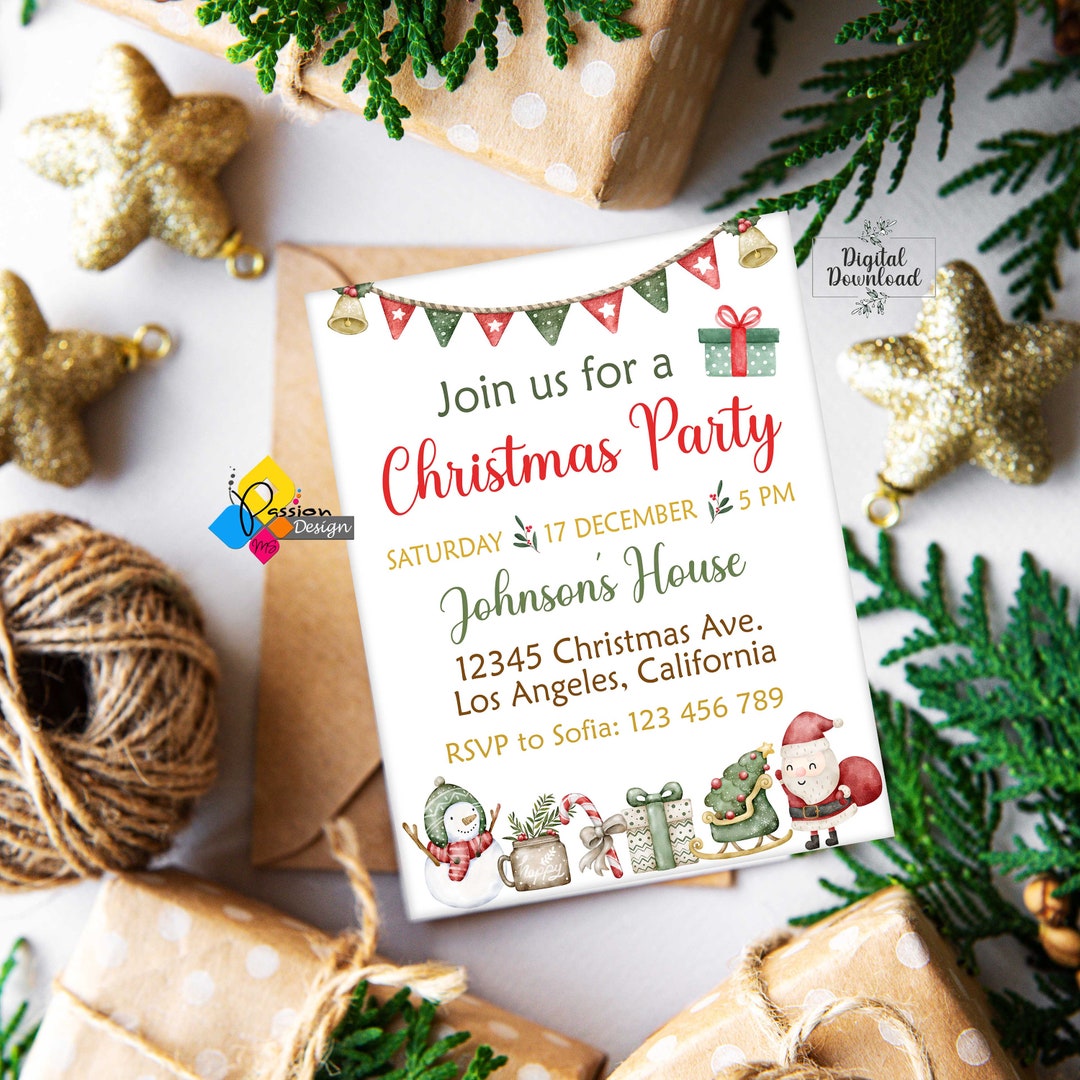Digital CHRISTMAS PARTY Invitation. Custom Christmas Invitation ...