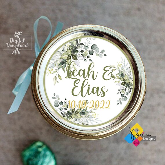 Printable Green Leaves CIRCLE Labels. Personalized Birthday - Etsy