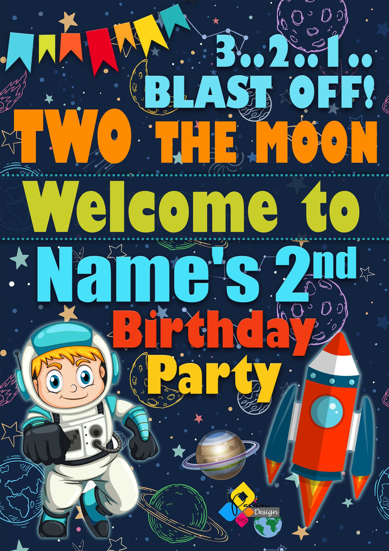 Printable SPACE Little Astronaut Planets Rocket Welcome | Etsy