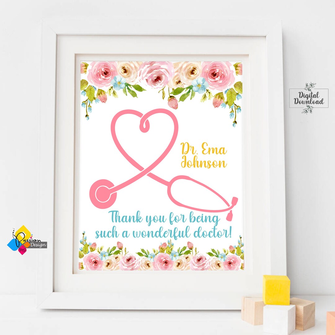 Printable Doctor Name Floral Art Poster. Custom Medical Poster. Medical ...