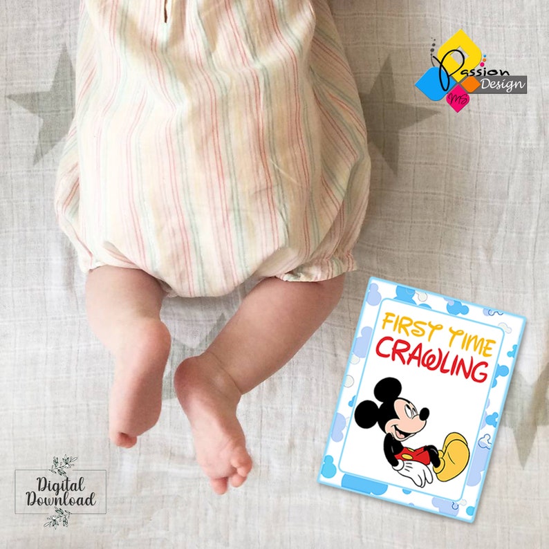 Printable 32 Mickey Mouse Baby Boy Milestone Cards. Baby Month - Etsy